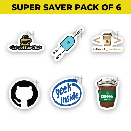 Coder Combo 4 - Pack of 6 Stickers - Dot Badges