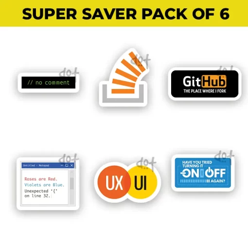 Coder Combo 2 - Pack of 6 Stickers - Dot Badges