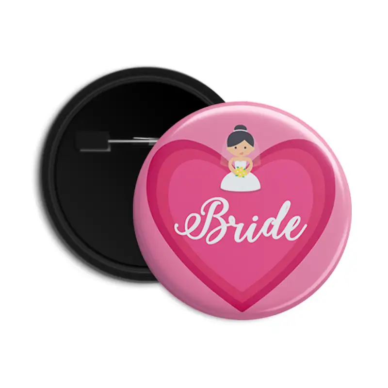 Bride - Wedding Button Badges - Dot Badges