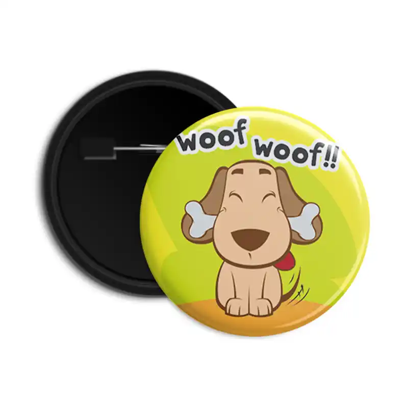 Woof Woof - Pin-back Button Badge - Dot Badges