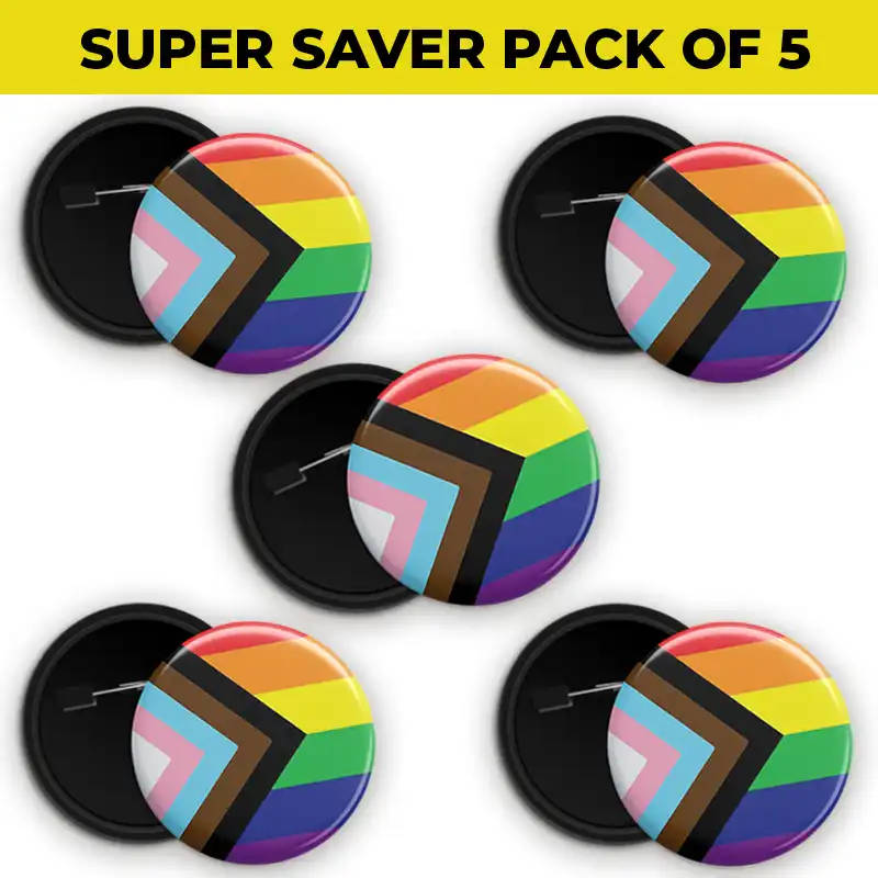 Modern Pride Flag - Pin-back Button Badge Pack of 5 - Dot Badges