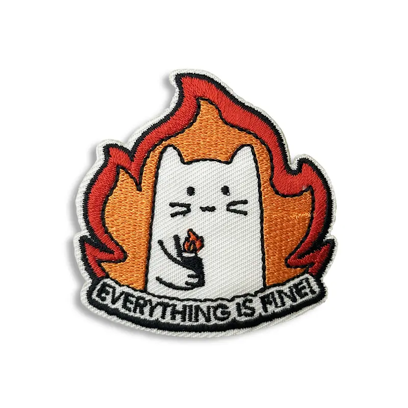 Everything is Fine - Embroidered Iron-On Patch - Dot Badges