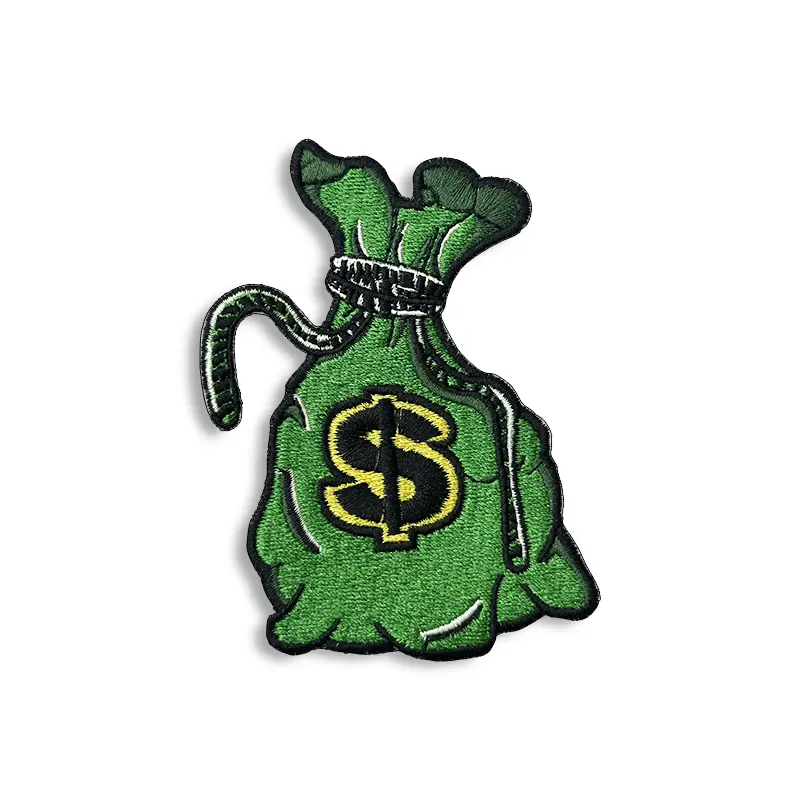 Money Bag - Embroidered Iron-On Patch - Dot Badges