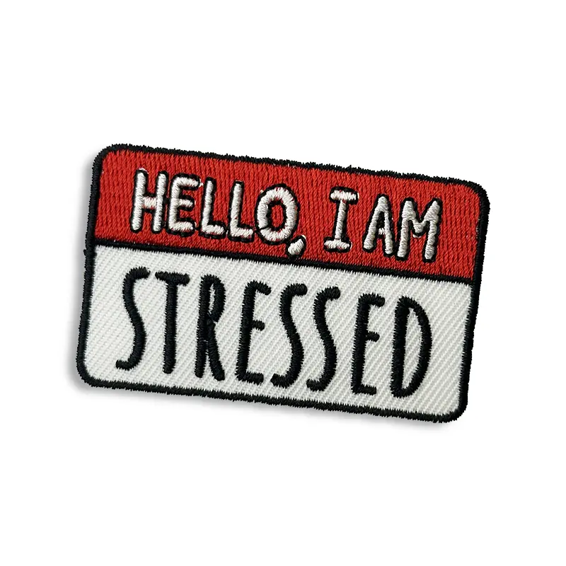 Hello I Am Stressed - Embroidered Iron-On Patch - Dot Badges