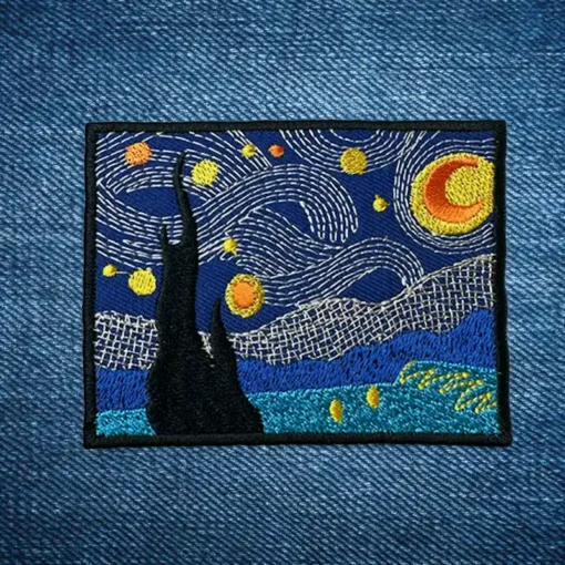 Starry Night - Embroidered Iron-On Patch - Dot Badges