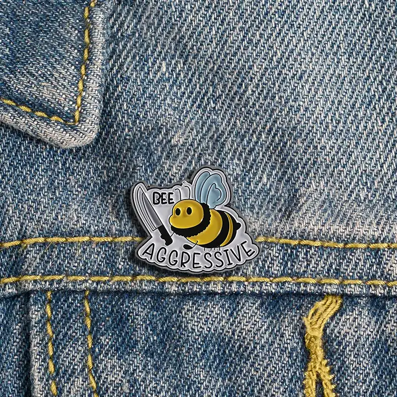 Bee Aggressive ? Brooch Enamel Pin - Dot Badges