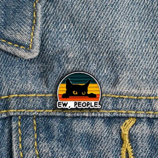 Ew People Cat ? Brooch Enamel Pin - Dot Badges